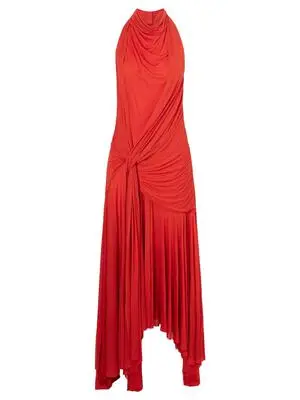 Alexander McQueen Draped Georgette Midi Dress - Red