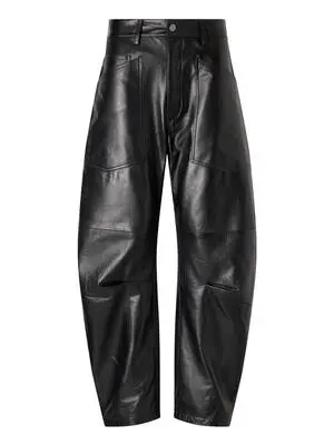 NILI LOTAN Shon Leather Barrel-leg Pants - Blue