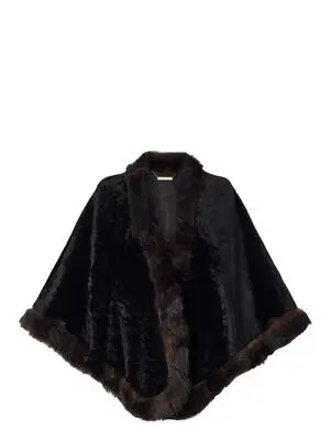 Nour Hammour Shearling Shawl - Black