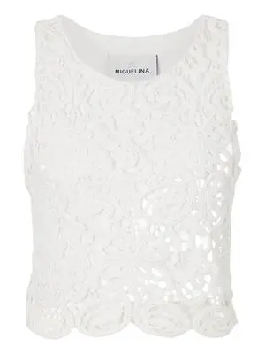 MIGUELINA Miguelina Rosi Cropped Guipure Lace Top