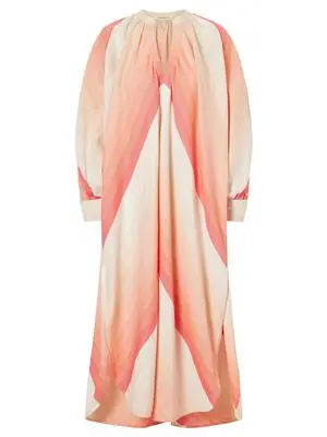 MARRAKSHI LIFE Smock Striped Cotton Midi Dress - Red