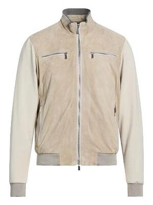 MOORER MOORER Ovine Leather Bomber Jacket Light Grey