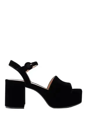 GIANVITO ROSSI Velvet Platform Open-toed Sandals With Buckled Ankle Straps - Black