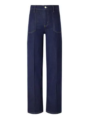 FRAME Le Slim Palazzo Pintuck Pocket High-rise Wide-leg Jeans - Blue