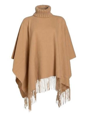 Fabiana Filippi Virgin Wool, Silk, And Cashmere Blend Poncho With Fringe - Beige