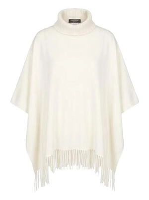Fabiana Filippi Virgin Wool, Silk, And Cashmere Blend Poncho With Fringe - White