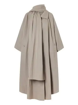 Magda Butrym Cotton-blend Trench Coat With Tonal Scarf - Gray