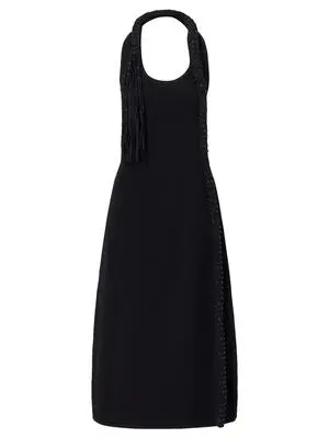 DIOTIMA Mane Embellished Halterneck Crepe Midi Dress - Black