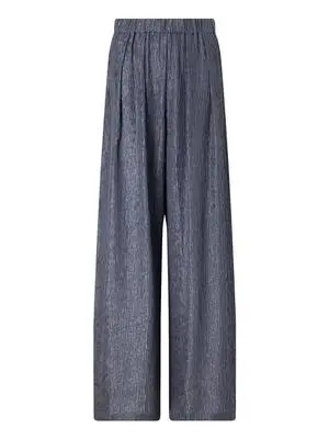 CORTANA Anhelo Crinkled Silk-charmeuse Wide-leg Pants - Blue