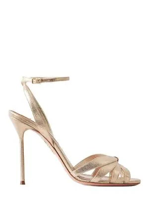 AQUAZZURA Soulmate 105 Knotted Leather Stiletto Sandals - Gold