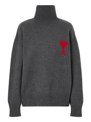 AMI AMI PARIS Oversized Intarsia Wool Turtleneck Sweater