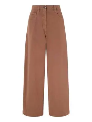 Brunello Cucinelli Embellished High-rise Wide-leg Jeans - Brown