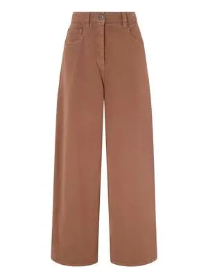 Brunello Cucinelli Embellished High-rise Wide-leg Jeans - Brown