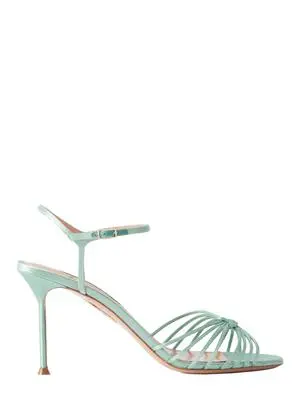 AQUAZZURA Serenity 85 Knotted Satin Sandals - Mint