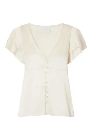 Citizens Of Humanity Lola Flutter Lace-trimmed Satin Blouse - Cream
