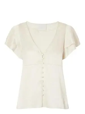 Citizens Of Humanity Citizens Of Humanity Lola Flutter Lace-Trimmed Satin Blouse Neutrals