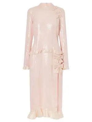 Alessandra Rich Sequined Silk Georgette Midi Dress - Pink