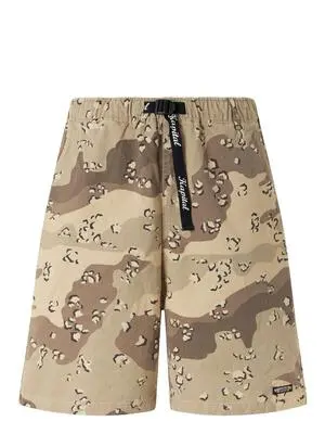 Kapital Straight-leg Herringbone Camouflage Cotton Shorts - Beige
