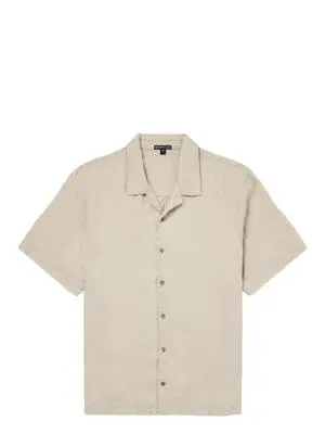 JAMES PERSE Convertible-collar Linen Shirt - Neutrals