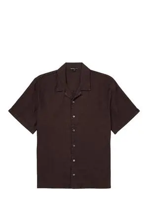 JAMES PERSE Convertible-collar Linen Shirt - Brown