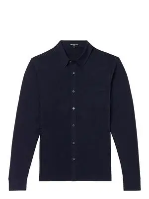 JAMES PERSE Clean Finish Slim-fit Cotton-jersey Shirt - Blue