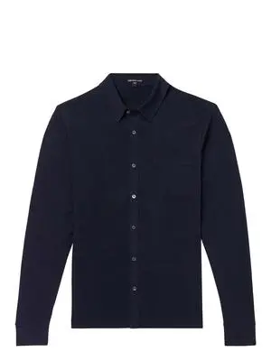 JAMES PERSE Clean Finish Slim-fit Cotton-jersey Shirt - Navy