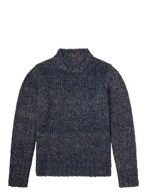 Barena Venezia Alpaca, Wool And Linen Blend High Neck Sweater - Blue