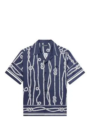 Dolce & Gabbana Marina Camp-collar Printed Silk-twill Shirt - Blue