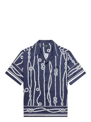Dolce & Gabbana Dolce&Gabbana - Marina Camp-Collar Printed Silk-Twill Shirt - Men - Blue  Navy
