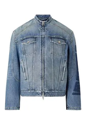 Balenciaga Denim Motorcycle Jacket - Blue