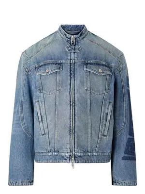 Balenciaga Denim Motorcycle Jacket - Blue