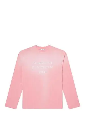 Acne Studios Edden U 1996 Logo-print Distressed Cotton And Hemp-blend T-shirt - Pink