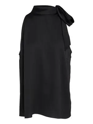 Theory Pussy-bow Crepe De Chine Top - Black