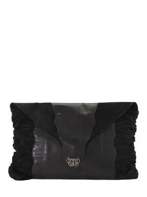 CHROME HEARTS Chrome Hearts Leather Fleur-de-lis Clutch