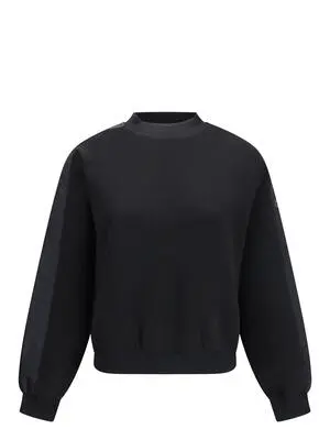 Moose Knuckles Mix Media Crewneck Sweater With Metallic Logo Detail - Black