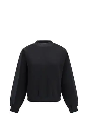 Moose Knuckles Mix Media Crewneck Sweater With Metallic Logo Detail - Black