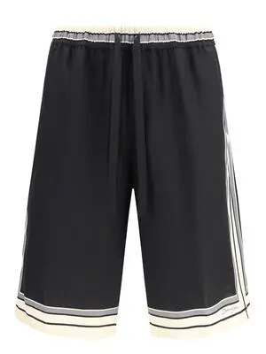 Dolce & Gabbana Drawstring Shorts With Striped Trim - Black