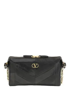 Valentino Garavani Panthea Small Chevron Shoulder Bag - Black
