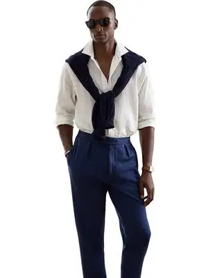 Ralph Lauren Hand-tailored Linen-blend Suit Trousers - Bright Navy