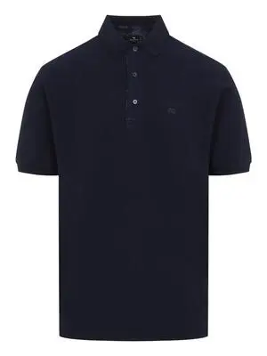 Etro Roma Printed Detail Polo Men Blue