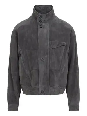 Giorgio Armani Suede Leather Blouson Jacket - Gray