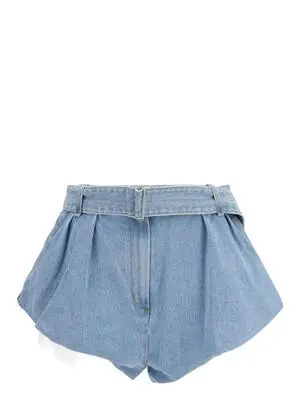 Magda Butrym Flared Denim Shorts With Undershorts - Blue