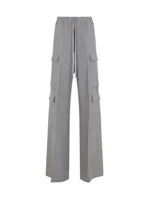 Rick Owens Rick Owens Wide-Leg Cargo Pants With Silver-Tone Eyelets Gray