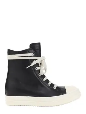 Rick Owens High-top Sneakers With Zip Closure And Contrast Cap Toe - Black