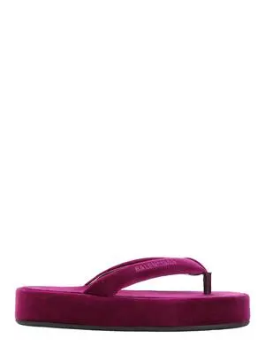 Balenciaga Velvet Platform Thong Sandals - Multicolor