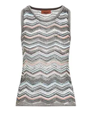 Missoni Sleeveless Zigzag Knit Top With Sequins - Multicolor