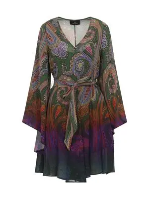 Etro Mini Dress With Paisley Print - Blue