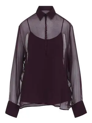 ERMANO SCERVINO Ermanno Scervino Sheer Silk Chiffon Shirt With Buttoned Cuffs - Multicolor