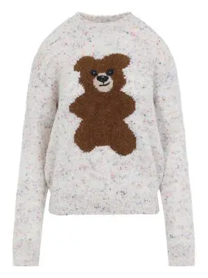 Moschino MOSCHINO Teddy Bear Intarsia Bouclé Knit Sweater Multicolor