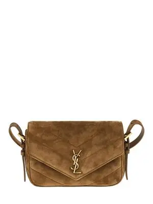 Saint Laurent Small Loulou Matelassé Suede Shoulder Bag - Brown